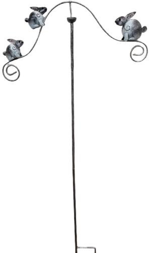 Metal Garden Wind Vane Spinner - Rabbit Family