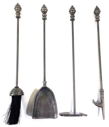 Pewter 5 Piece Acorn Fireplace Companion Tool Set