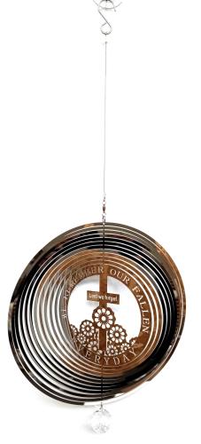 Stainless Steel Wind Spinner - Lest We Forget Poppies Design