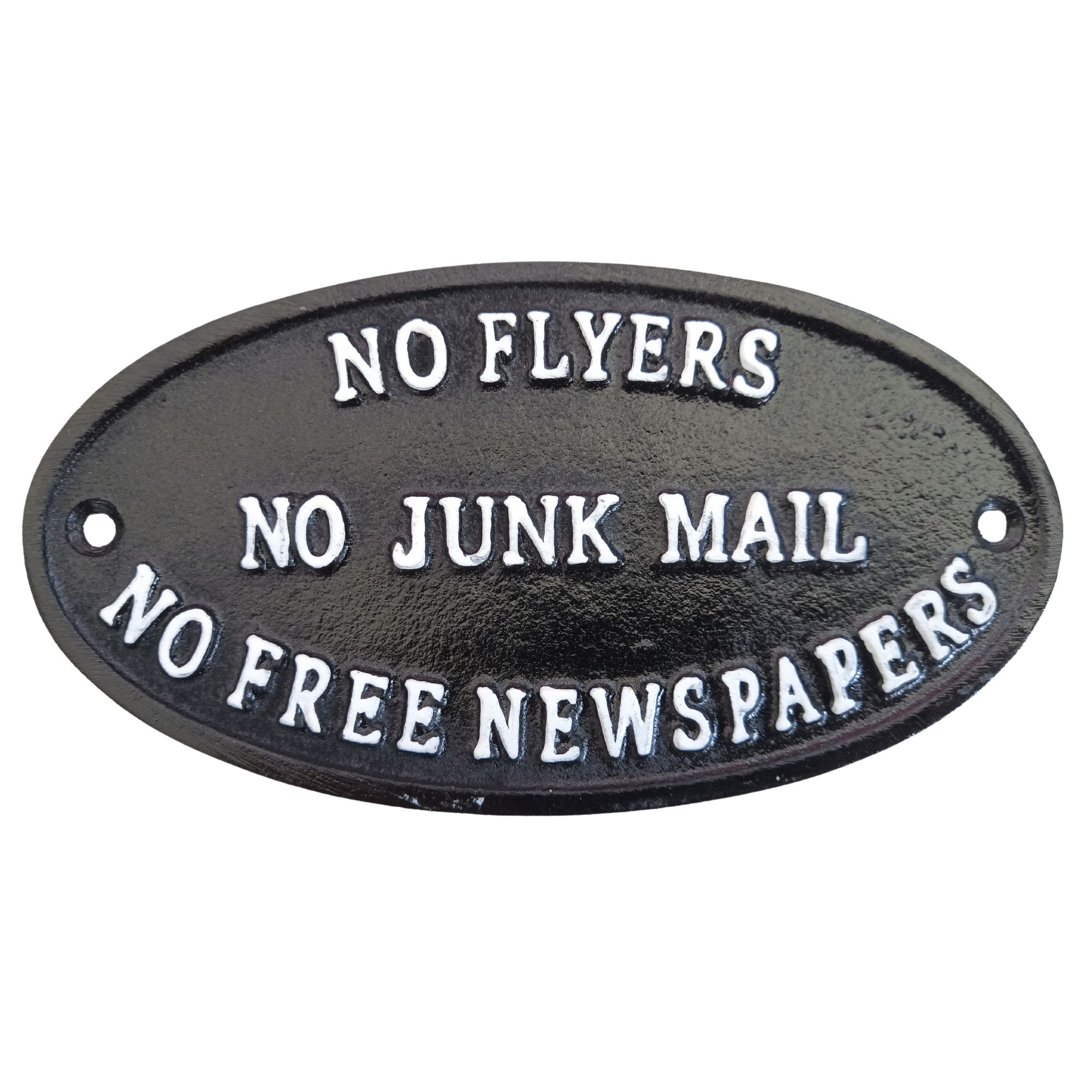 Cast Metal Sign - No Flyers No Junk Mail