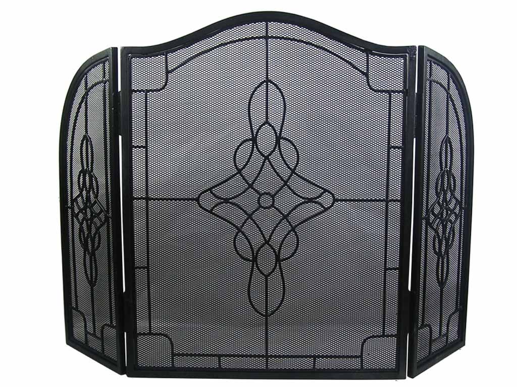 Decorative Filigree 3 Fold Fire Screen Spark Guard