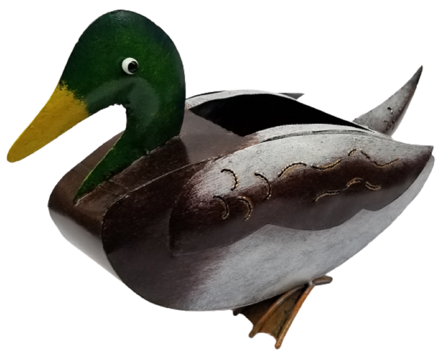 Garden Metal Mallard Duck Flower Pot Planter