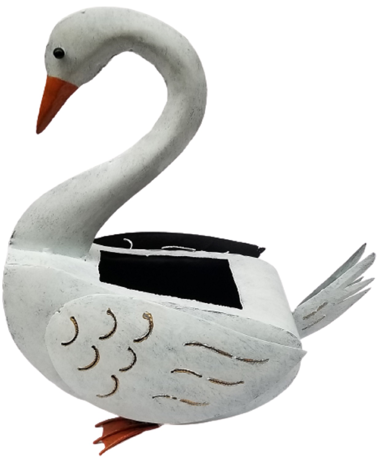 Garden Metal White Swan Flower Pot Planter
