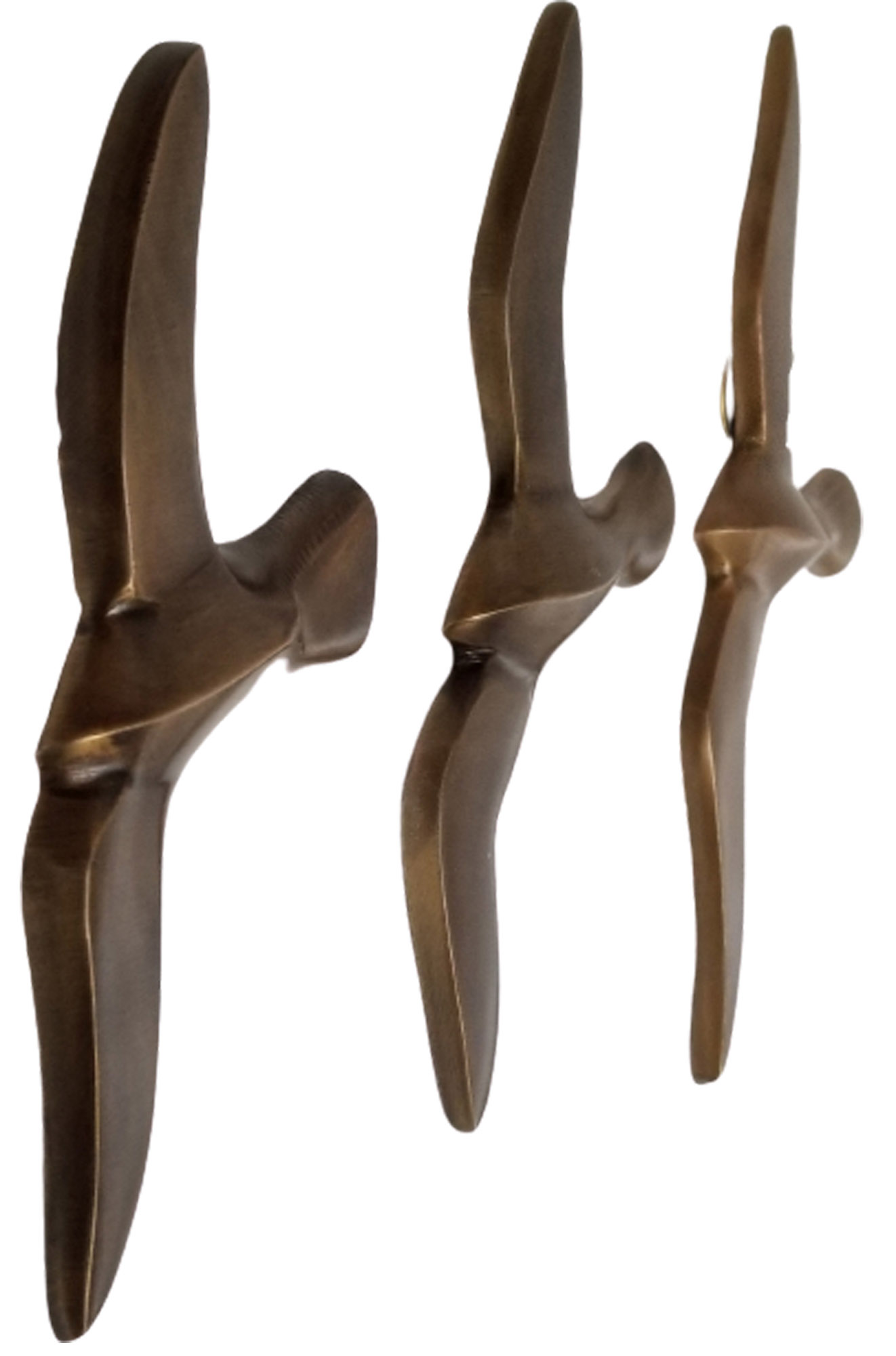 Metal Wall Art - Set of 3 Bronze Flying Seagull Birds