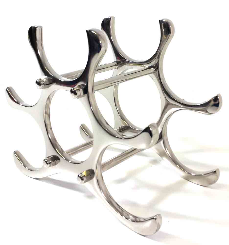 Modern Metal Wine Rack Holds 6 Bottles