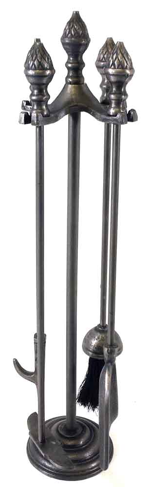 Pewter 5 Piece Acorn Fireplace Companion Tool Set